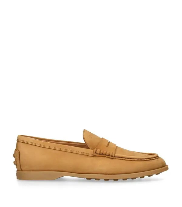 TOD'S Suede Gomma Leggero Loafers - Beige