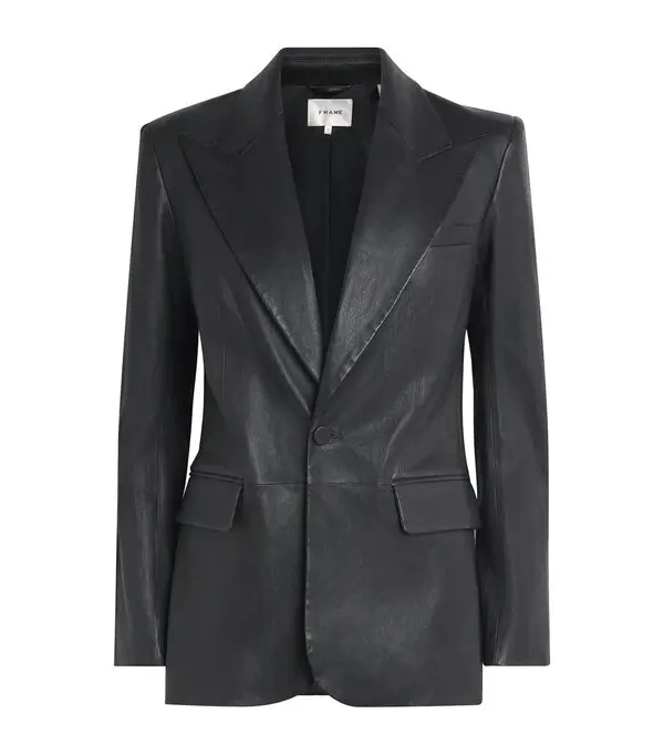 FRAME Leather Peak Lapel Blazer