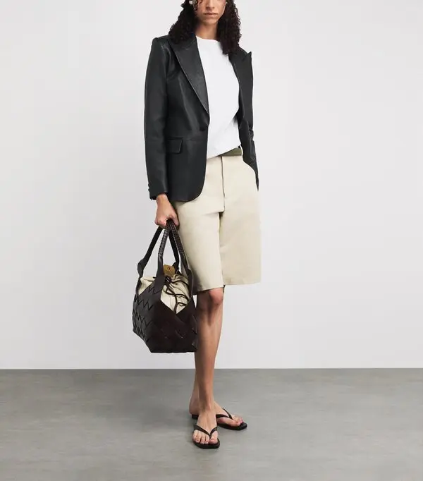 FRAME Leather Peak Lapel Blazer