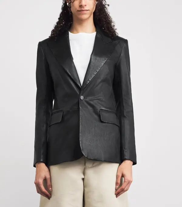 FRAME Leather Peak Lapel Blazer