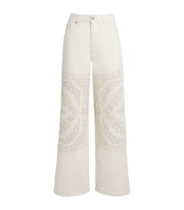 Claudie Pierlot Embroidered Wide-leg Jeans