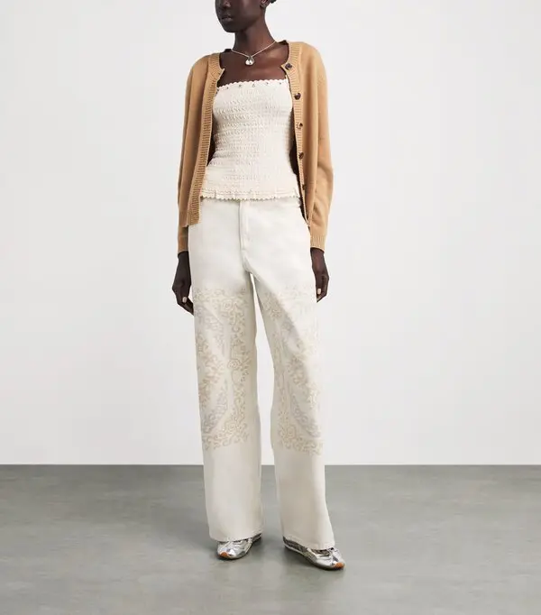 Claudie Pierlot Embroidered Wide-leg Jeans