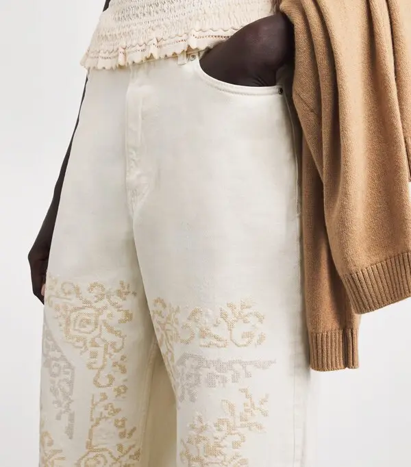 Claudie Pierlot Embroidered Wide-leg Jeans
