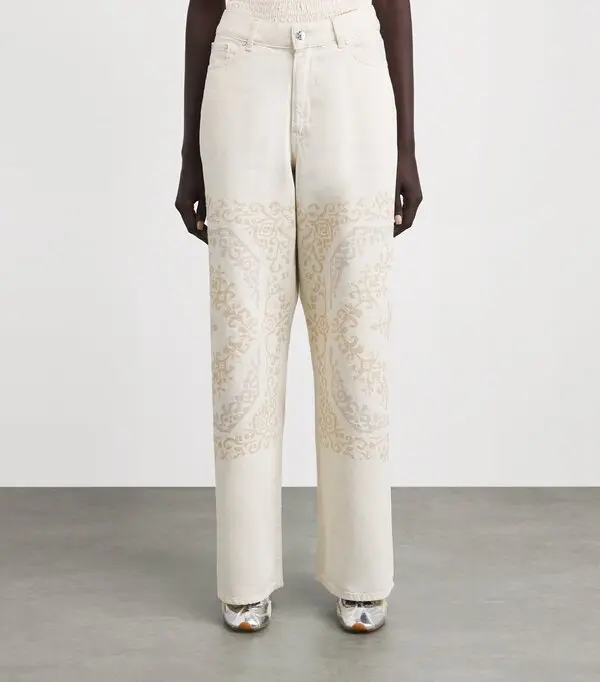 Claudie Pierlot Embroidered Wide-leg Jeans