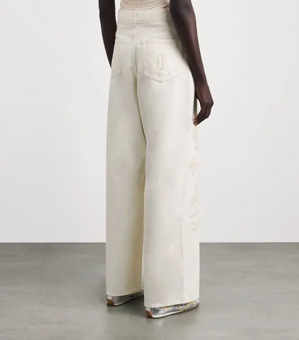 Claudie Pierlot Embroidered Wide-leg Jeans