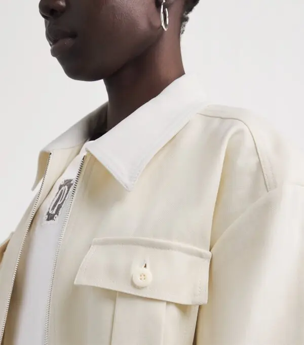 Claudie Pierlot Cotton Jacket With Elasticated Cuffs And Waist - White