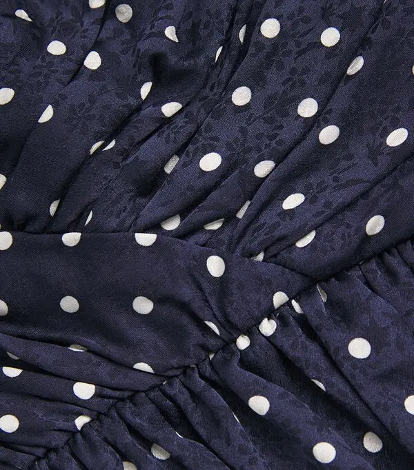 Maje Polka-dot Peplum Strapless Top