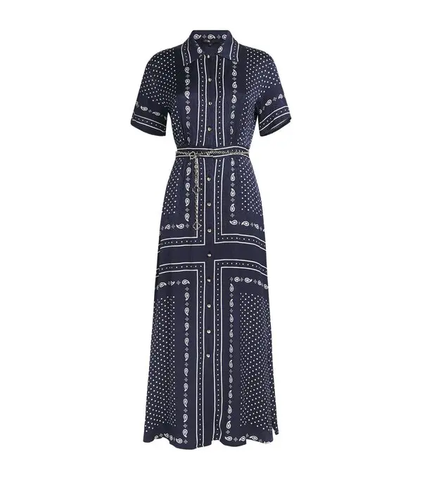 Maje Printed Midi Shirt Dress