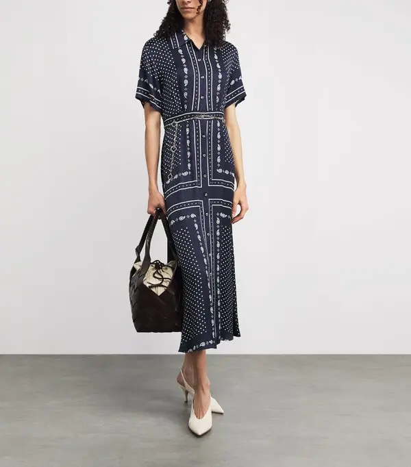 Maje Printed Midi Shirt Dress