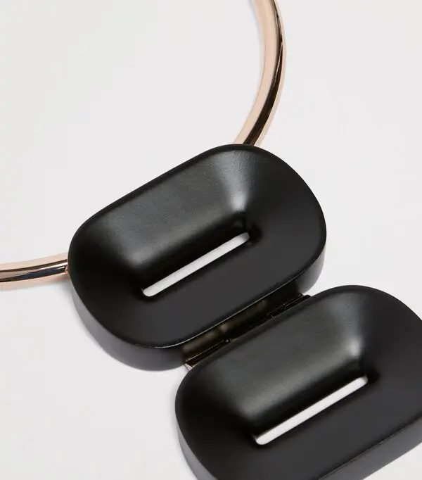 Max Mara Ebony And Gold Tone Hinged Pendant Choker Necklace