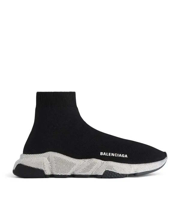 Balenciaga Rhinestone-embellished Speed High-top Sneakers