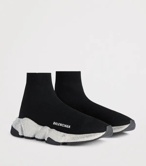 Balenciaga Rhinestone-embellished Speed High-top Sneakers