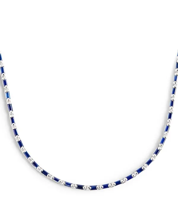 SUZANNE KALAN Gold And Sapphire Linear Tennis Necklace - White