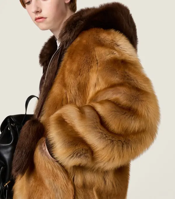 Miu Miu Shearling Blouson Jacket - Brown