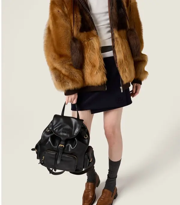 Miu Miu Shearling Blouson Jacket - Brown