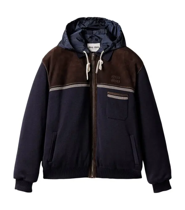 Miu Miu Knit And Suede Down Jacket