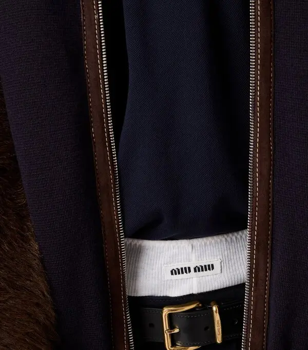 Miu Miu Knit And Suede Down Jacket