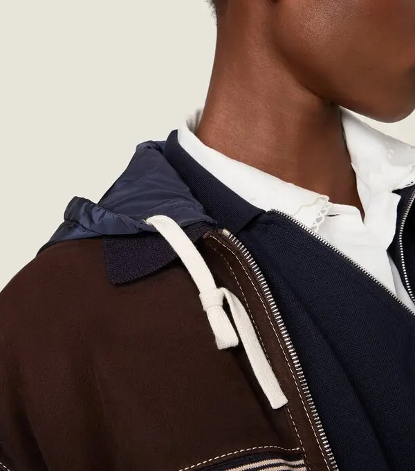 Miu Miu Knit And Suede Down Jacket
