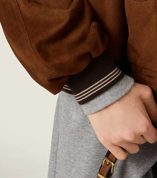 Miu Miu Suede Varsity Jacket - Brown
