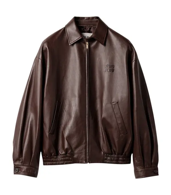 Miu Miu Nappa Leather Blouson Jacket - Brown