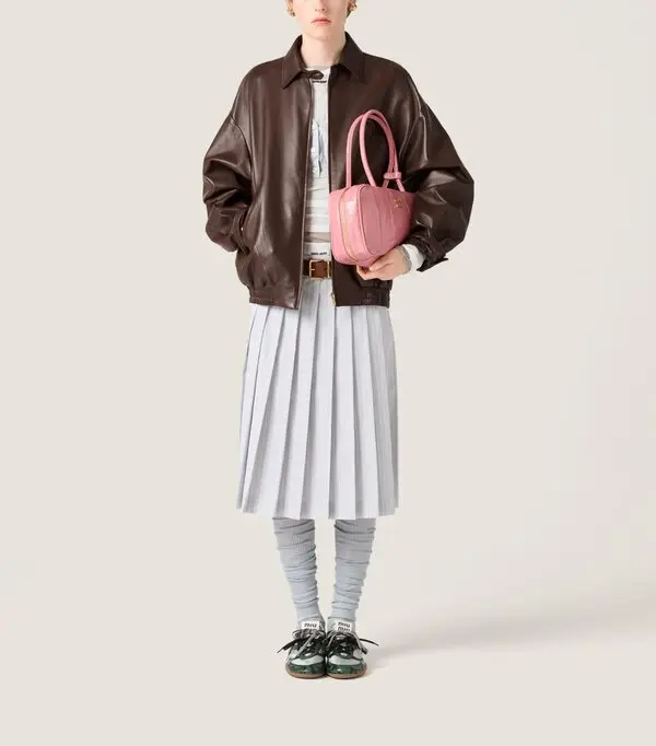 Miu Miu Nappa Leather Blouson Jacket - Brown