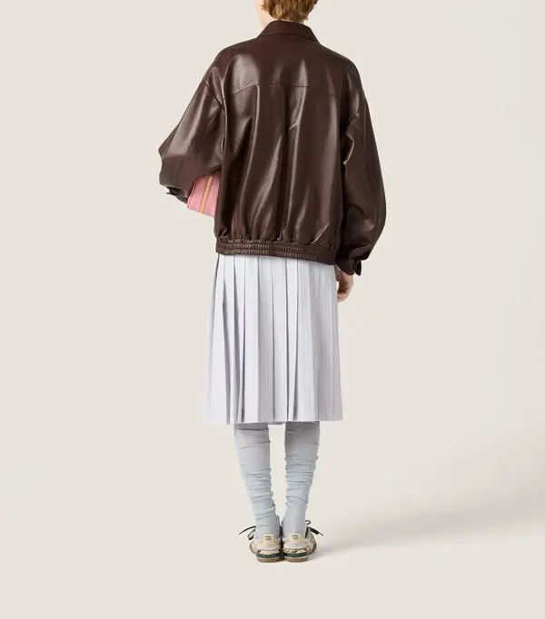 Miu Miu Nappa Leather Blouson Jacket - Brown