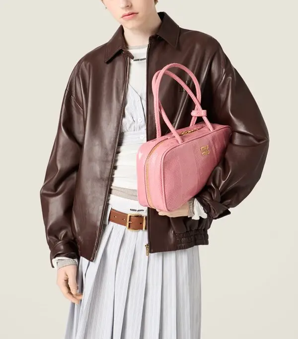 Miu Miu Nappa Leather Blouson Jacket - Brown