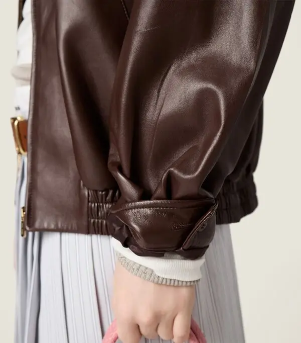 Miu Miu Nappa Leather Blouson Jacket - Brown