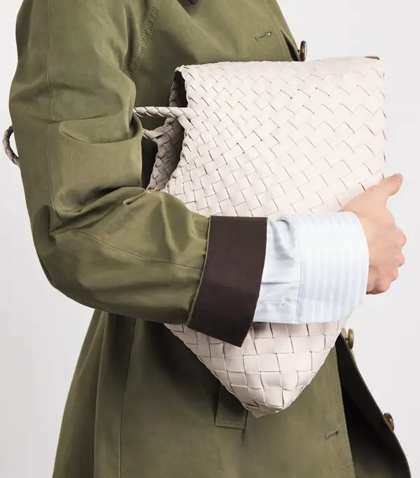 Dragon Diffusion Small Leather Woven Santa Croce Tote - Ivory