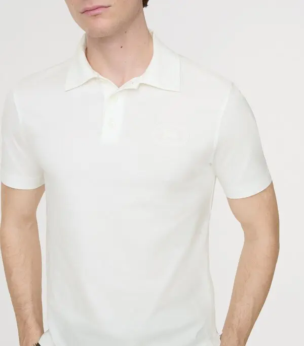 Burberry Cotton Polo Shirt With Knight Emblem - White