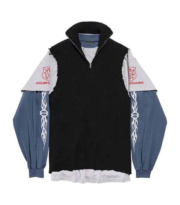 Balenciaga Hybrid Layered Quarter-zip Sweater