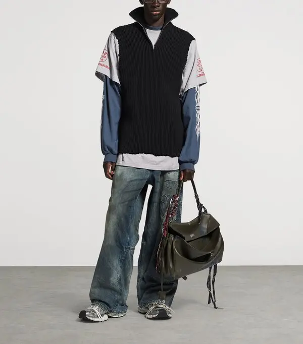 Balenciaga Hybrid Layered Quarter-zip Sweater