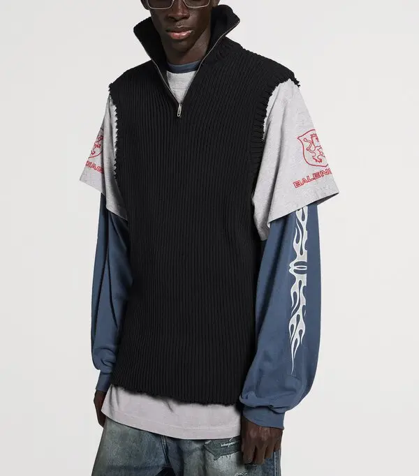 Balenciaga Hybrid Layered Quarter-zip Sweater