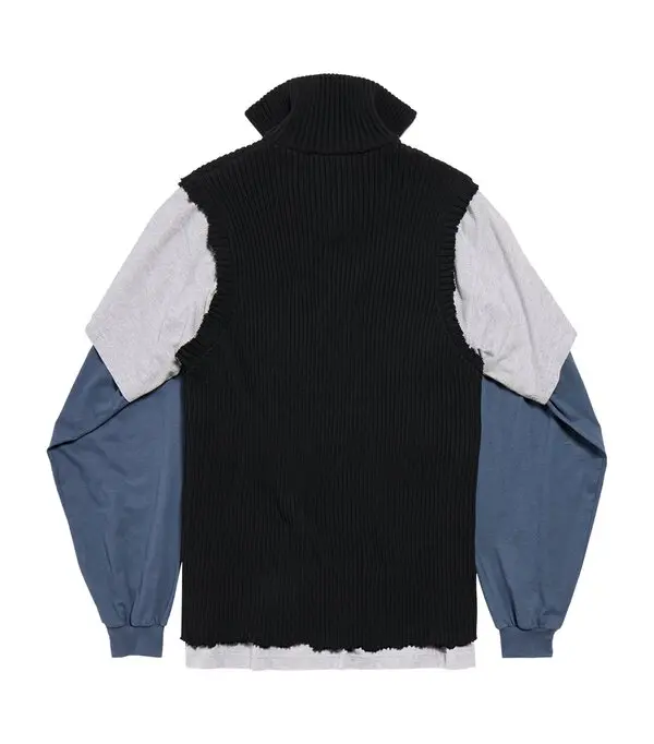 Balenciaga Hybrid Layered Quarter-zip Sweater