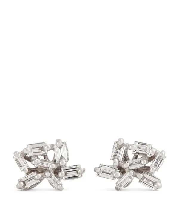 SUZANNE KALAN Gold And Diamond Classic Cluster Stud Earrings - White