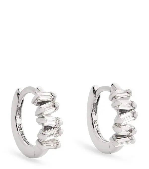 SUZANNE KALAN Gold And Diamond Huggie Earrings - White