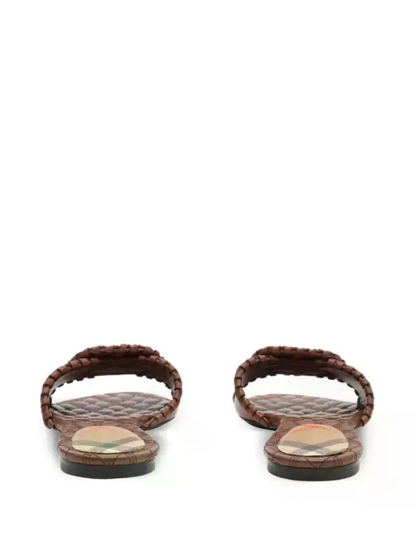 Burberry Leather Knight Stamp Slides - Brown