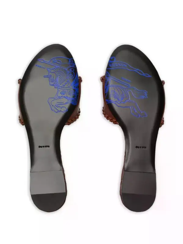 Burberry Leather Knight Stamp Slides - Brown