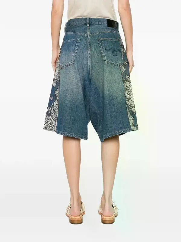 R13 Bandana-appliqué Denim Shorts