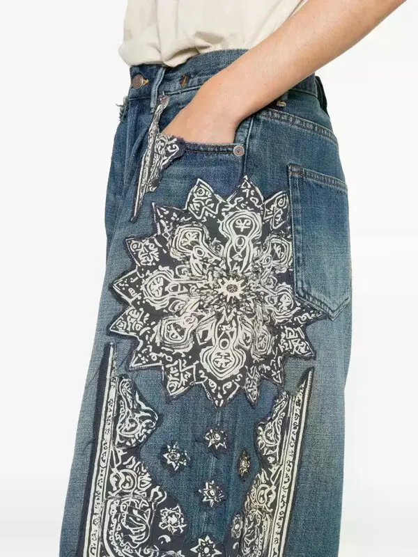 R13 Bandana-appliqué Denim Shorts