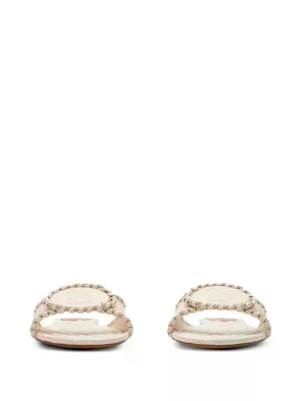 Burberry Leather Knight Stamp Slides - Neutrals