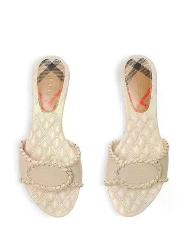 Burberry Leather Knight Stamp Slides - Neutrals