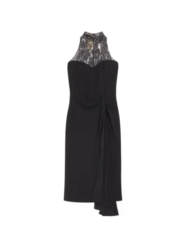 Valentino Garavani Georgette Midi Dress With Lace And Draping