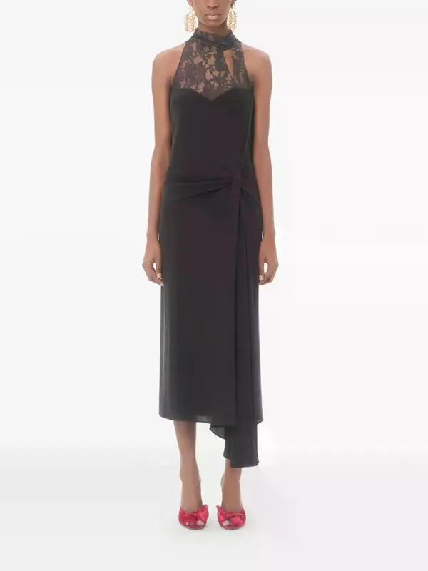 Valentino Garavani Georgette Midi Dress With Lace And Draping
