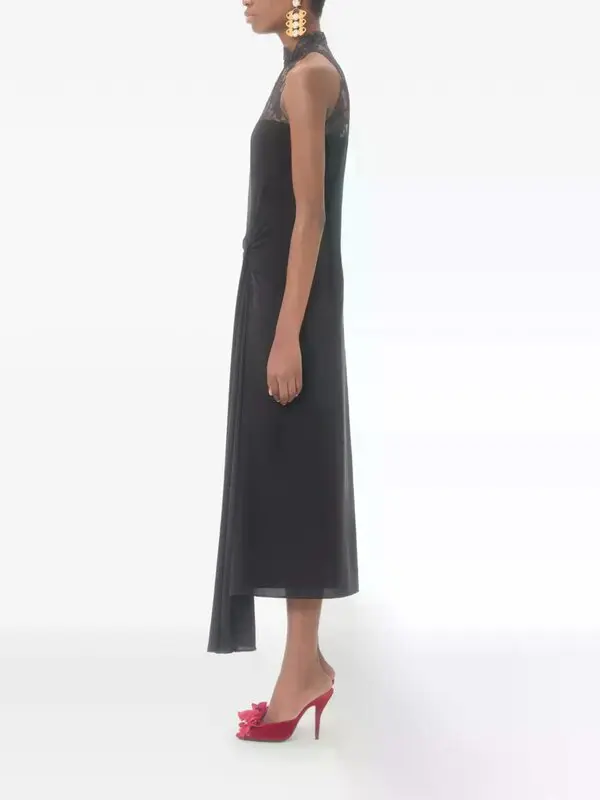 Valentino Garavani Georgette Midi Dress With Lace And Draping