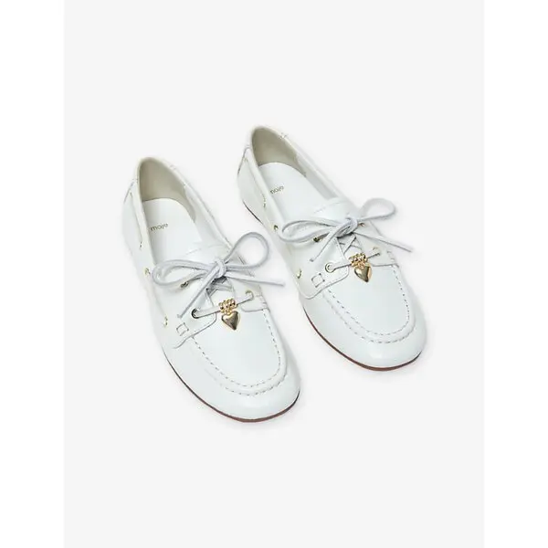 Maje Leather Boat Shoes - White