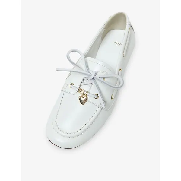 Maje Leather Boat Shoes - White
