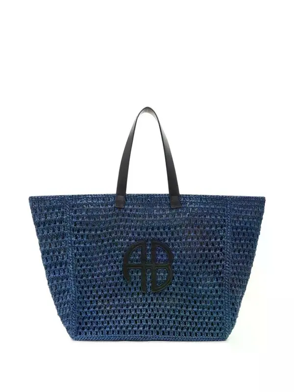 ANINE BING Large Rio Logo-appliqué Tote Bag - Blue