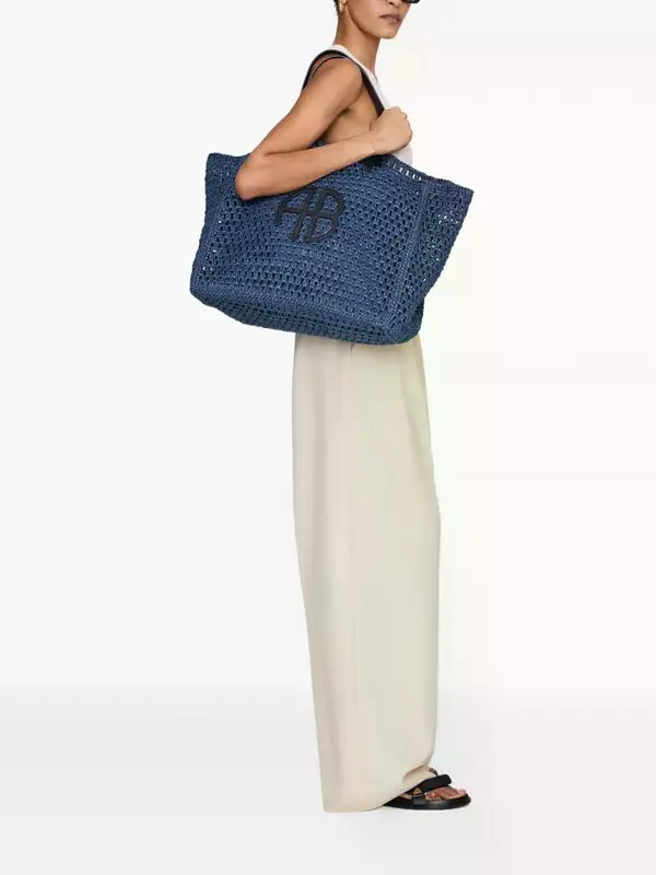 ANINE BING Large Rio Logo-appliqué Tote Bag - Blue