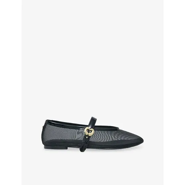 Maje Branded-buckle Mesh Ballet Flats